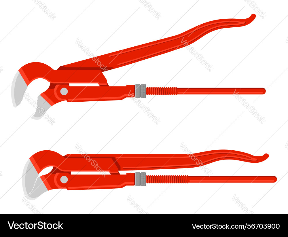 Red spanner pipe wrench for plumbing fixing Vector Image