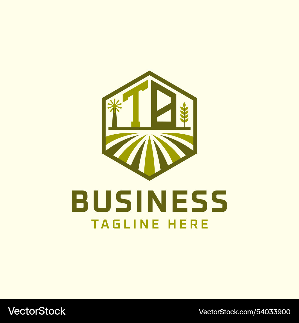 Tb farm logo design modern agro Royalty Free Vector Image
