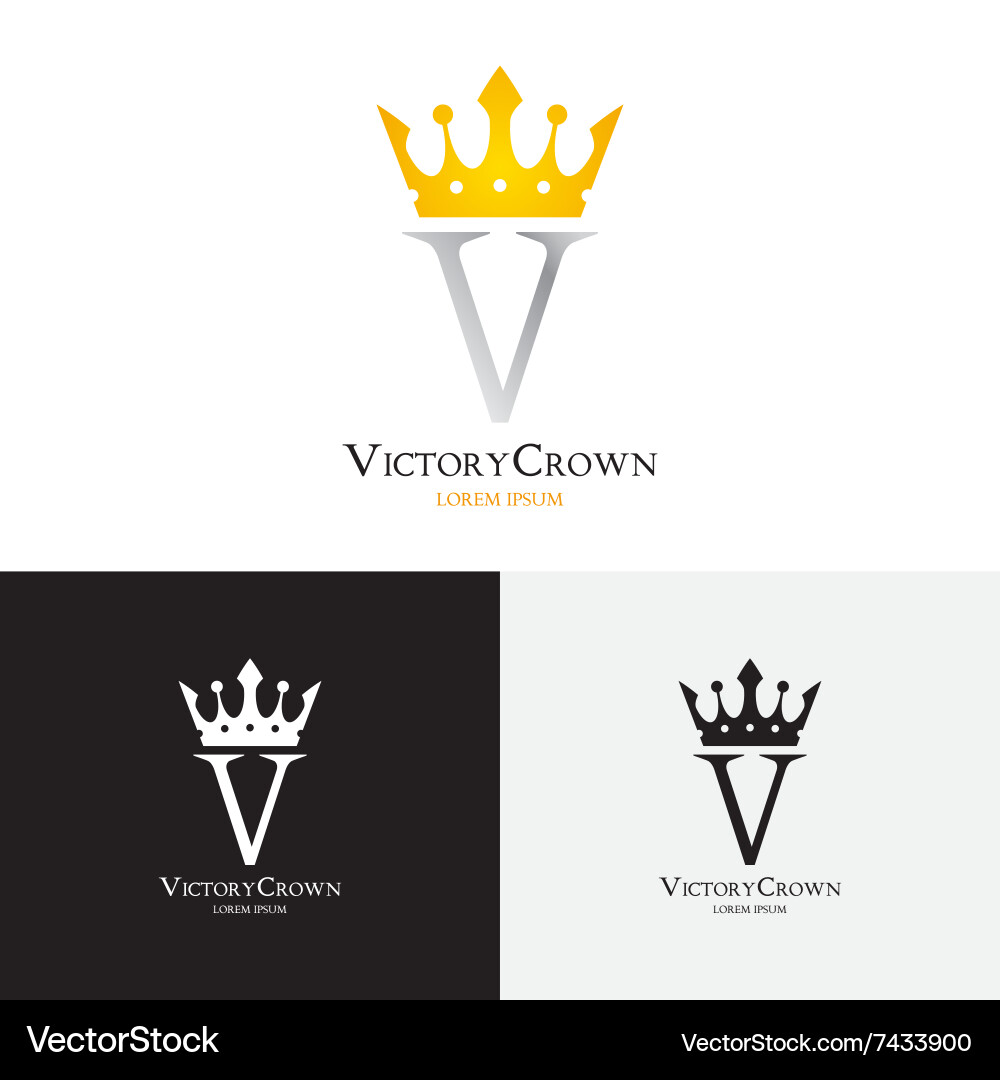 Template of victory crown logo Royalty Free Vector Image