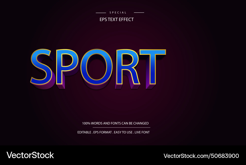 Text style 3d effect sport bold mockup Royalty Free Vector