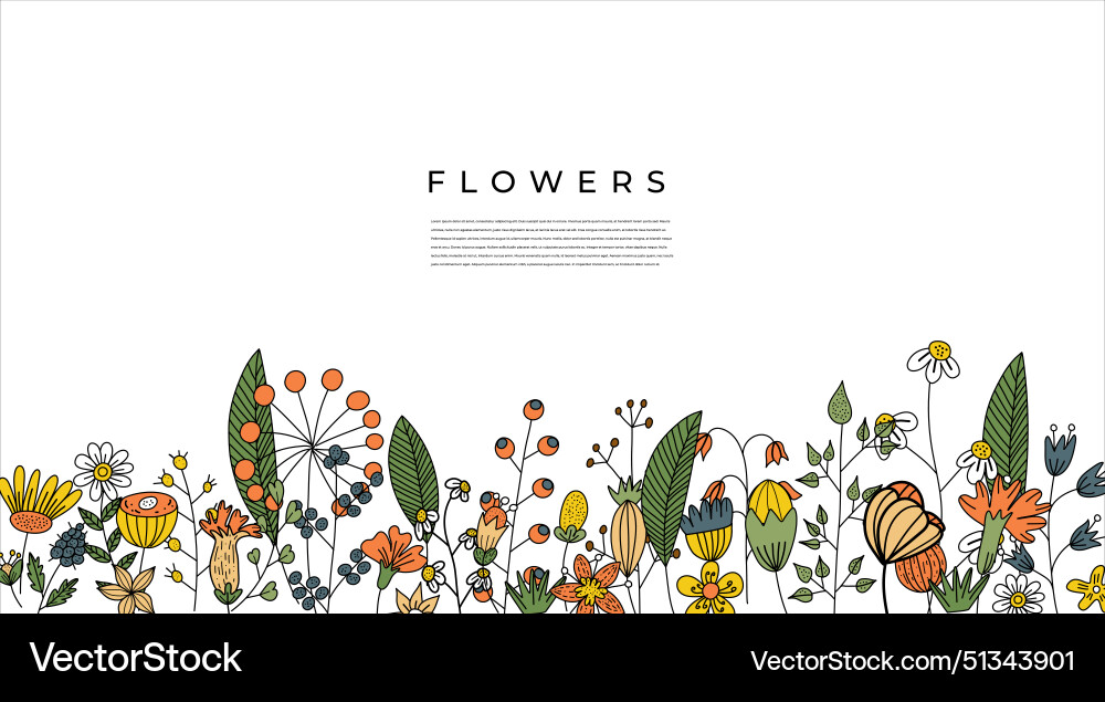 Bright wildflower border Royalty Free Vector Image