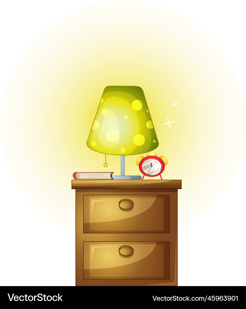 Cute lamp on cabinet isolated Royalty Free Vector Image