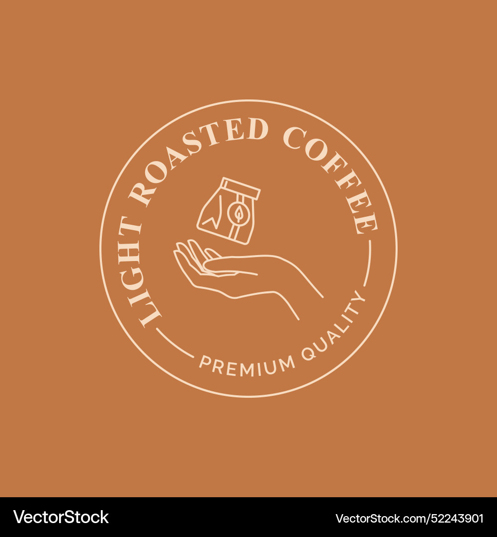 Female hand and light roasted coffee sign logo Vector Image