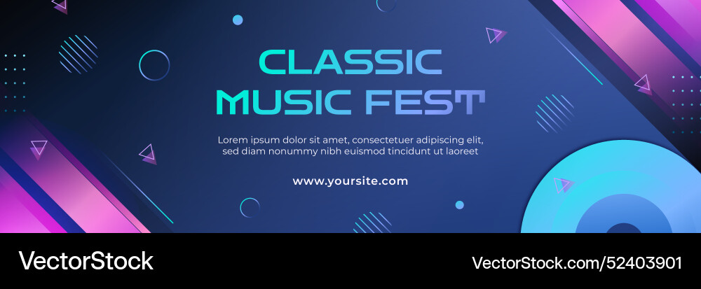 Gradient colorful music festival twitter header Vector Image