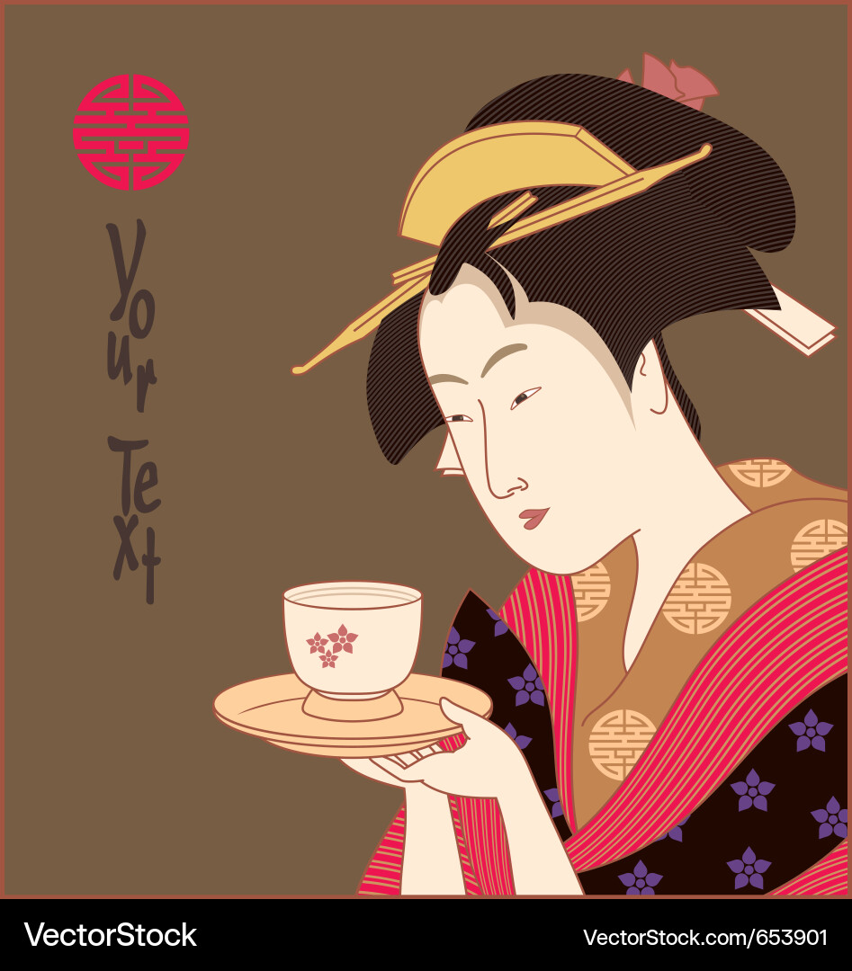 Japanese geisha with copy-space Royalty Free Vector Image