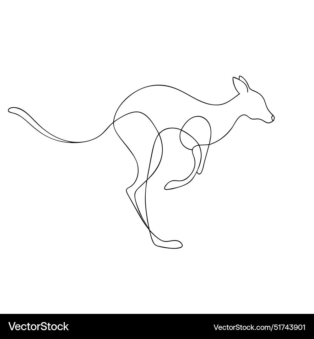 Kangaroo animal single continuous minimal line art