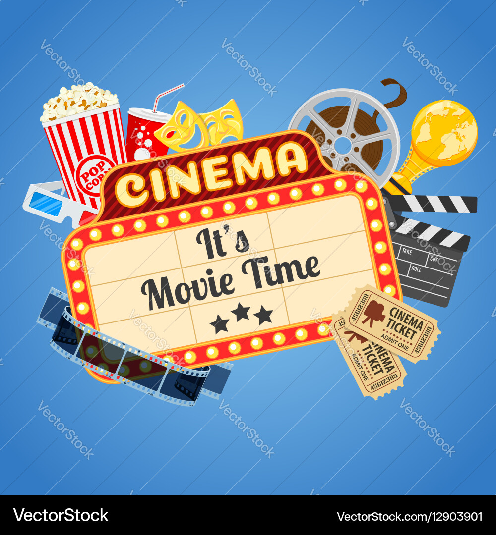 Movie Night Icons Royalty Free Vector Image - VectorStock