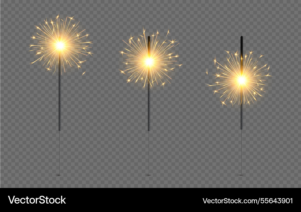 Realistic sparkler light christmas bengal lights Vector Image