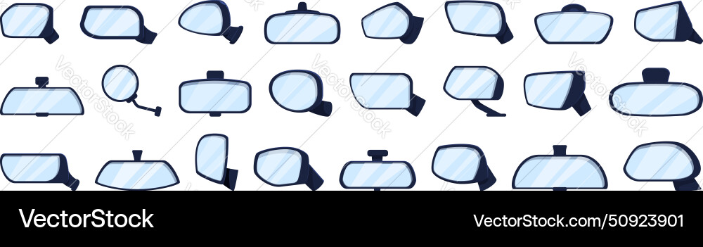 Rearview mirror icons set cartoon Royalty Free Vector Image