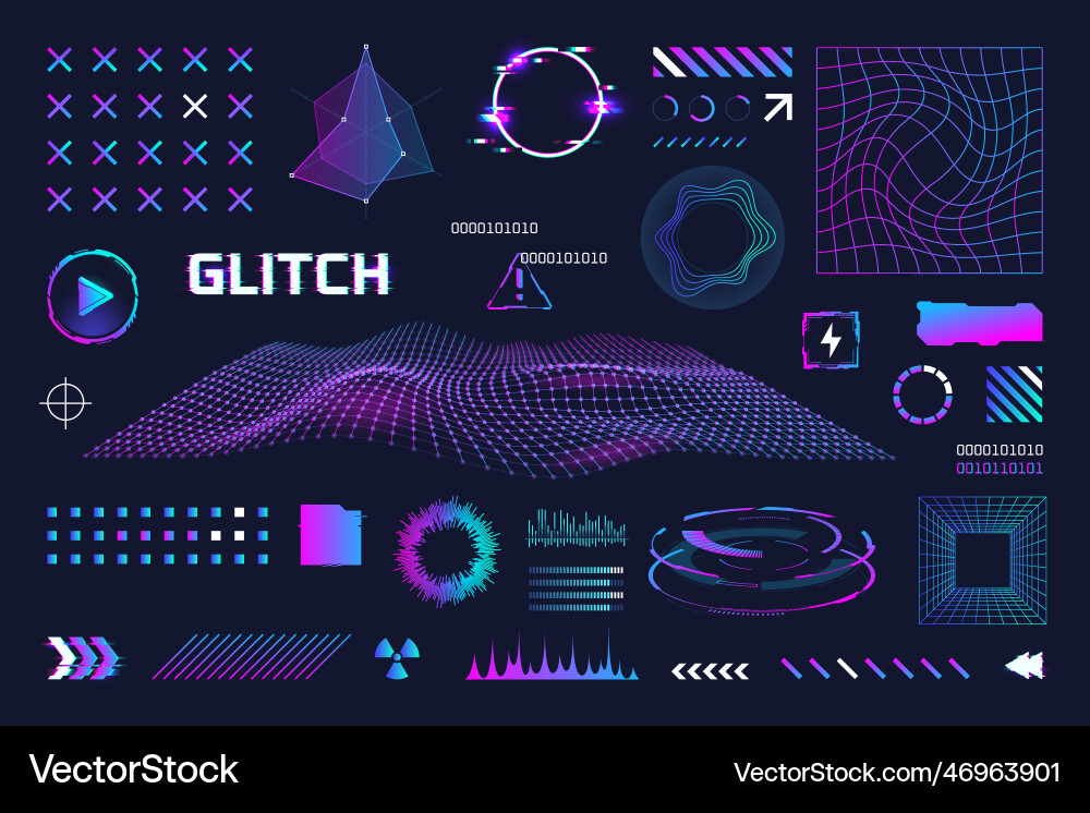Retrofuturistic elements geometric y2k element Vector Image