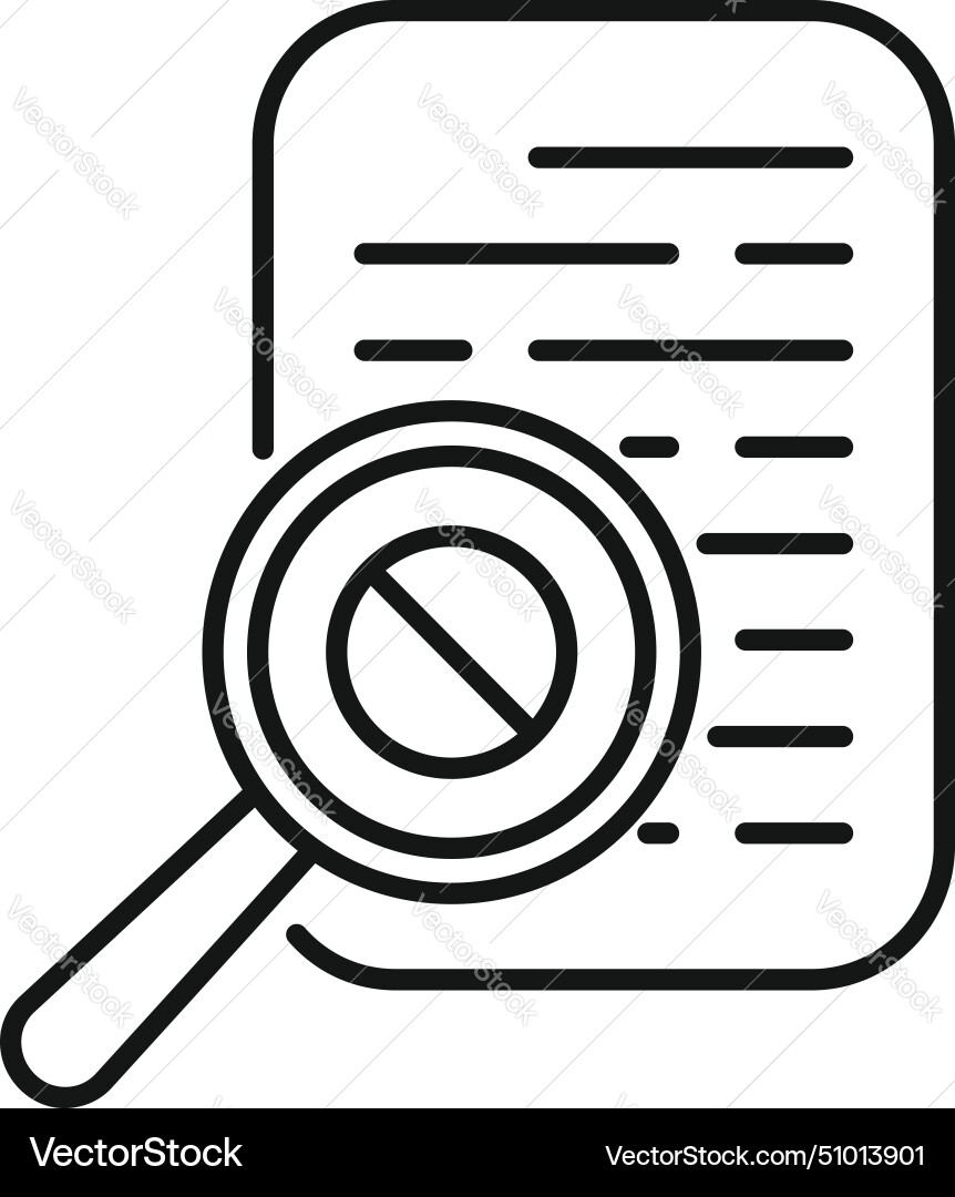 Search error in disclaimer icon outline Royalty Free Vector