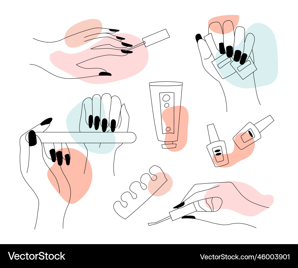 Set of linear manicure Royalty Free Vector Image