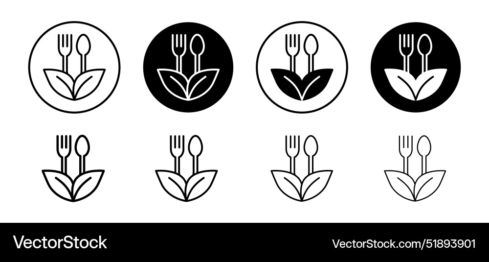 Vegetarian food icon set collection Royalty Free Vector
