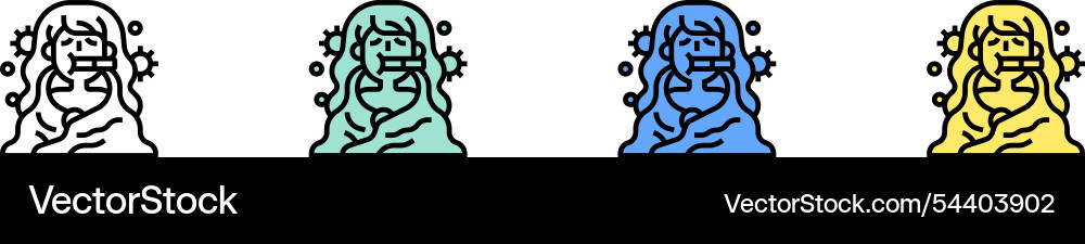 Cold icon outline green blue and yellow style Vector Image