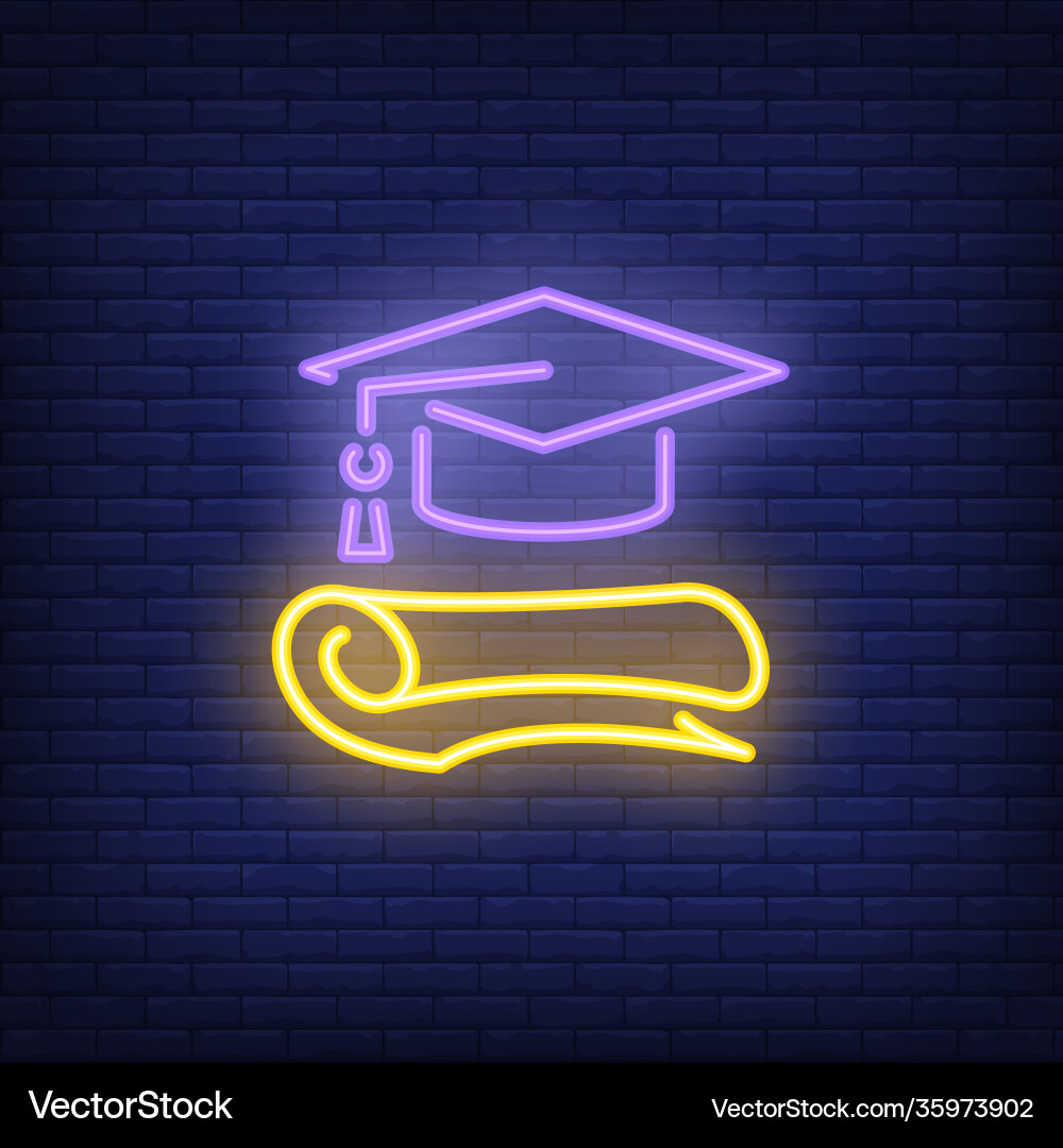 Graduation neon sign Royalty Free Vector Image