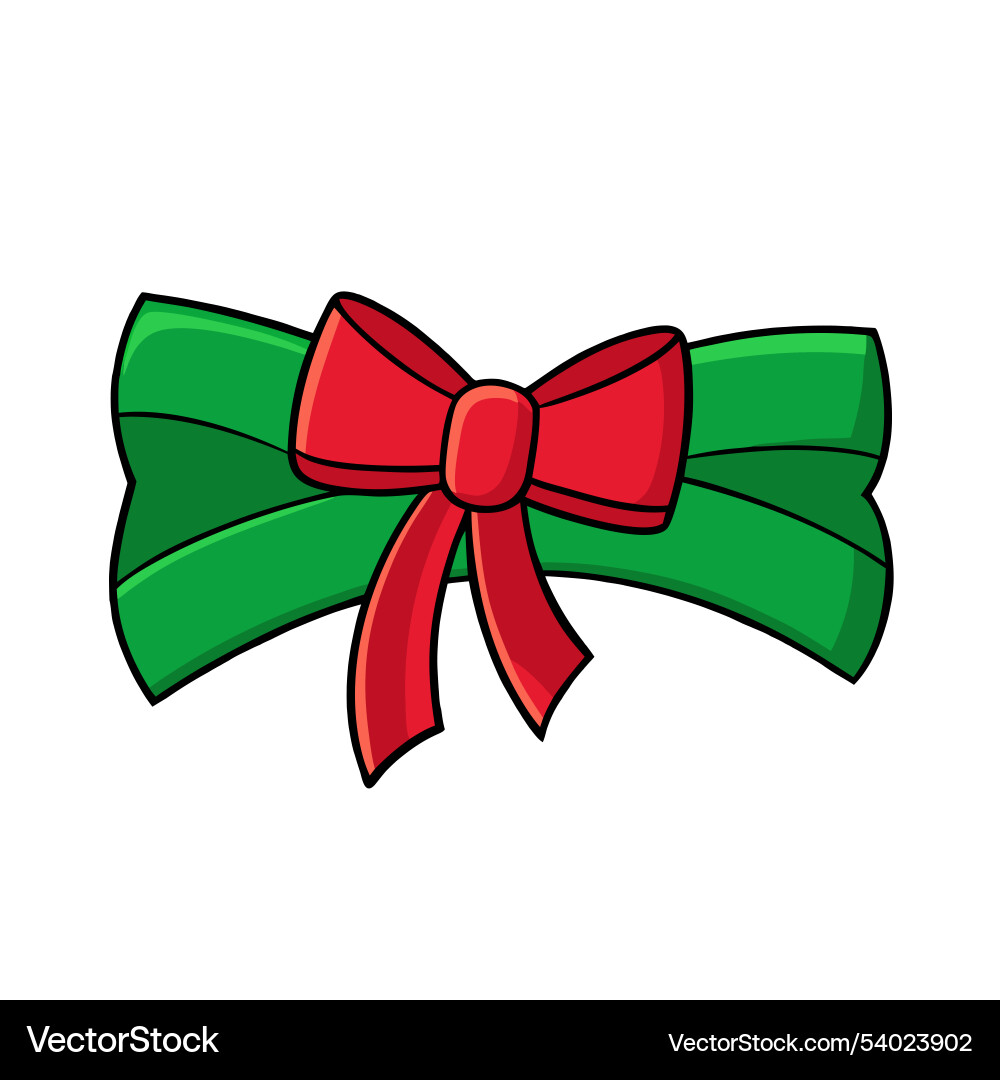 Green ribbon and bow with christmas theme Vector Image