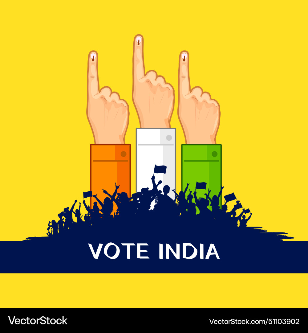 Indian people hand with voting sign showing Vector Image