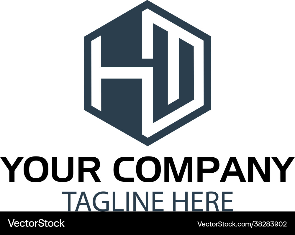 Letter Hm Stock Logo Initial Flat Design Vector Image