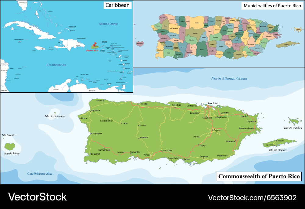 Puerto rico map Royalty Free Vector Image - VectorStock