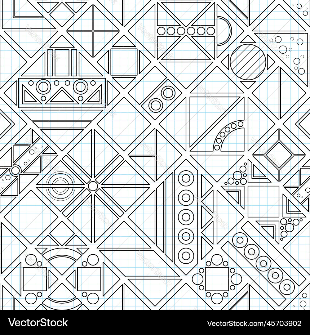 Seamless geometric pattern drawn on checkered Vector Image