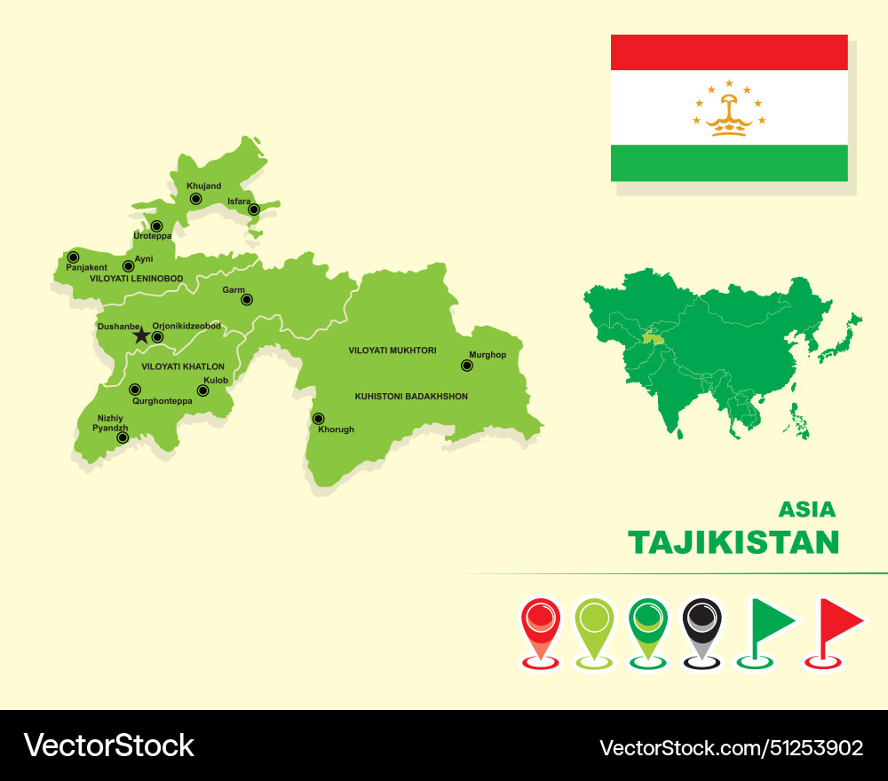 Tajikistan map Royalty Free Vector Image - VectorStock