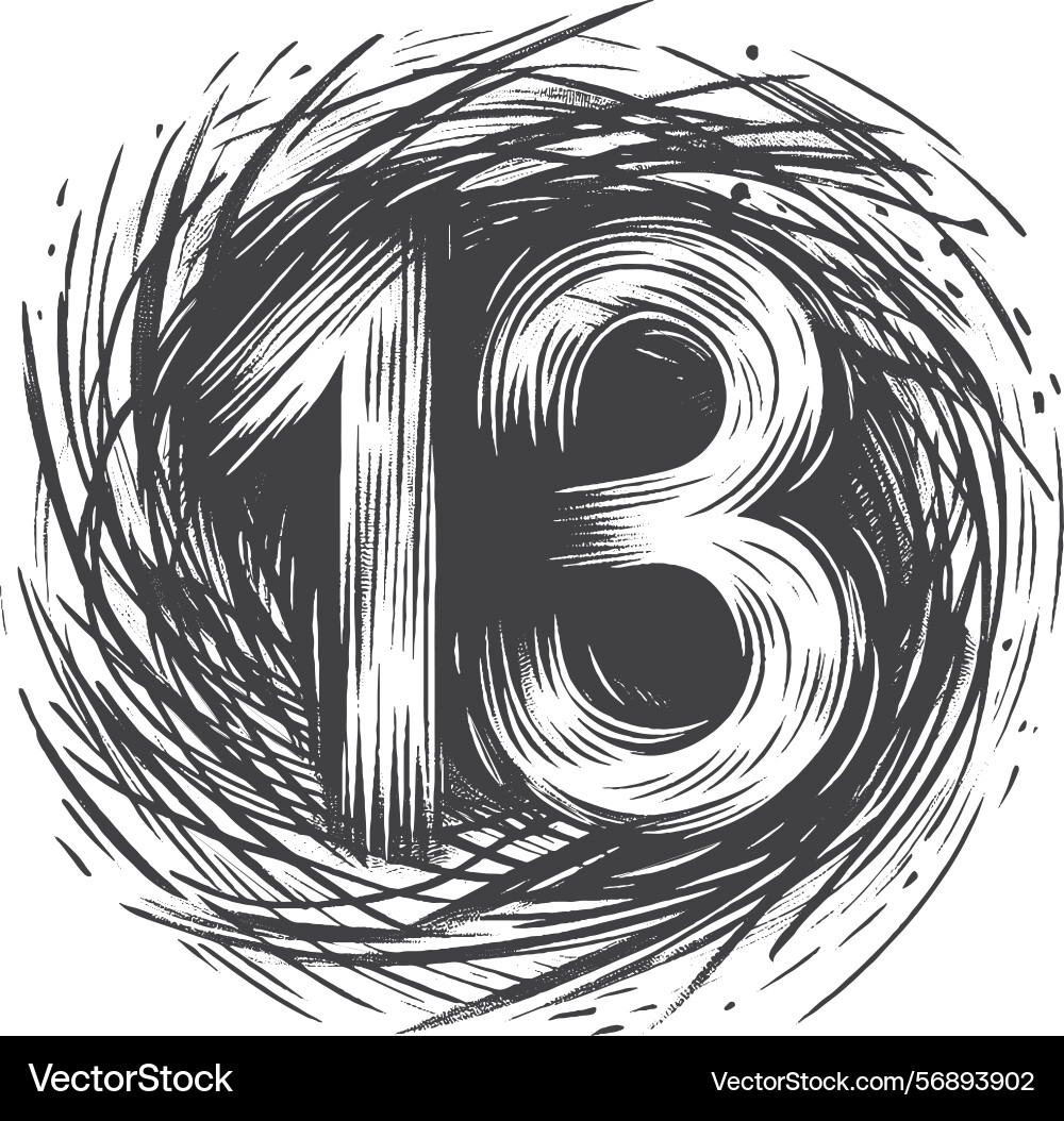 Vintage hand-drawn sketch style number 13 Vector Image