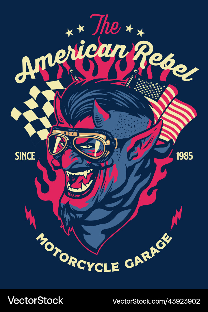 Vintage shirt design of devil motorcycle garage Vector Image