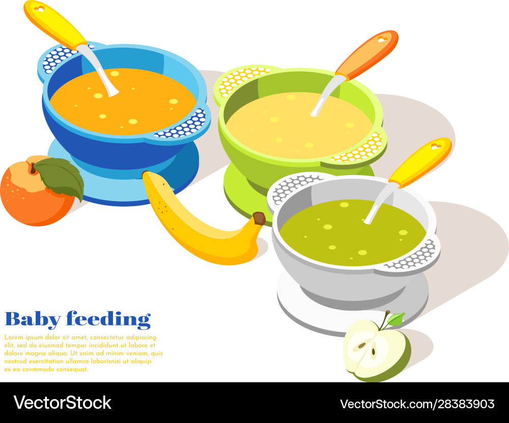 Bafeeding isometric background Royalty Free Vector Image