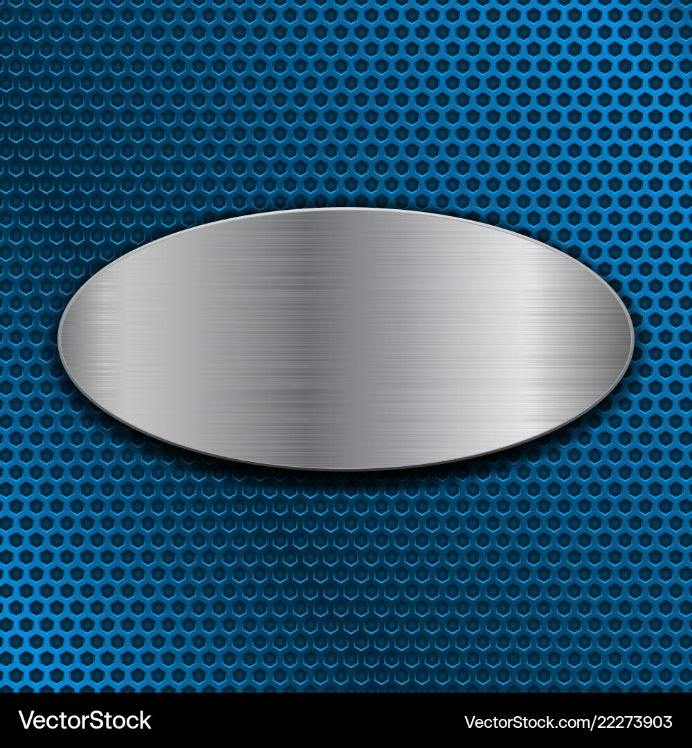 Blue Perforated Metal Plate - Industrial Texture Vector Image