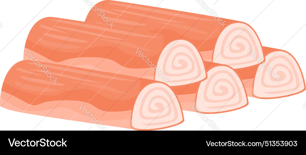 Cartoon salmon fillets and slices Royalty Free Vector Image
