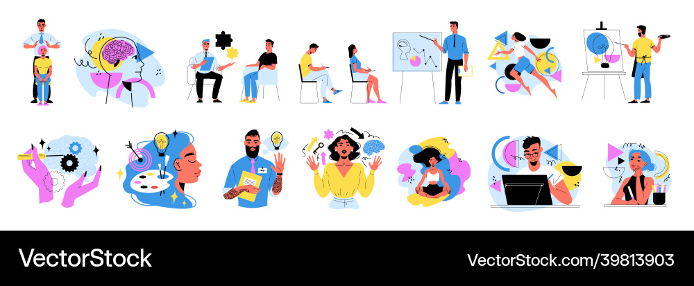 Creative trainer set Royalty Free Vector Image