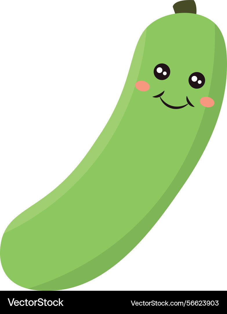 Cute green zucchini smile Royalty Free Vector Image