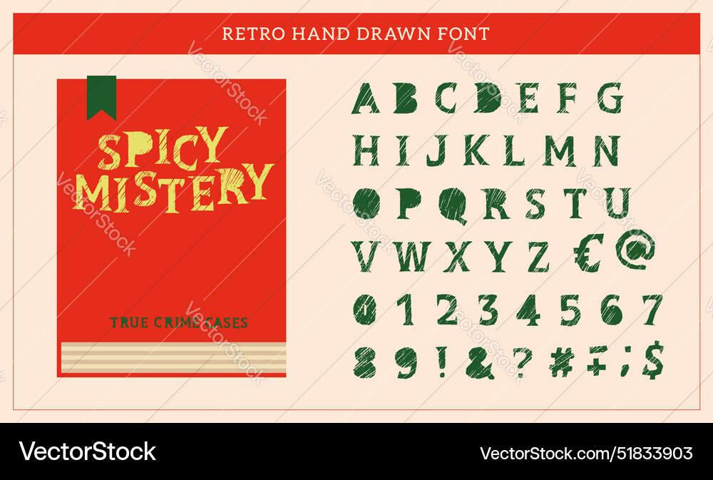 Drawn font with pencil shading texture Royalty Free Vector