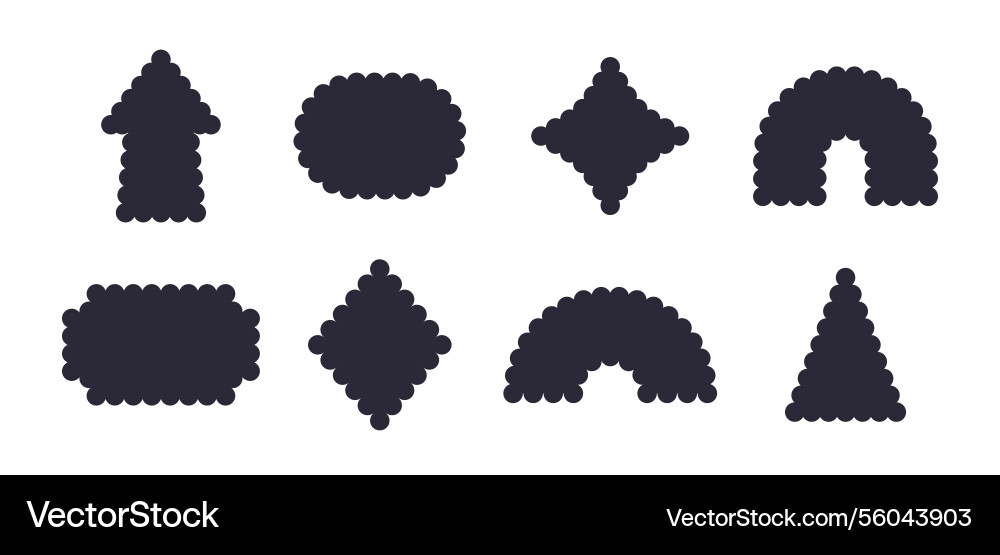 Frames scalloped corrugated shapes set Royalty Free Vector