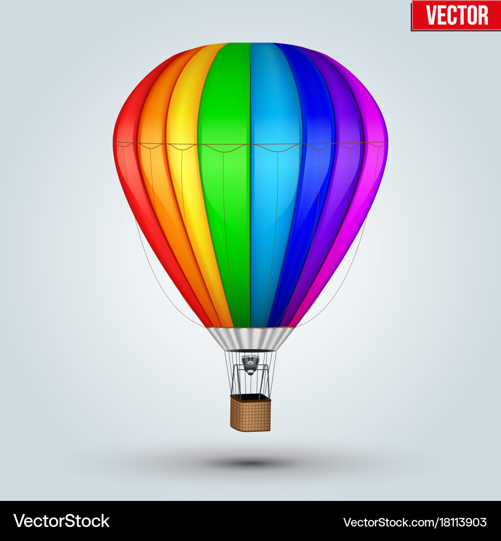 Rainbow Hot Air Balloon Royalty Free Vector Image