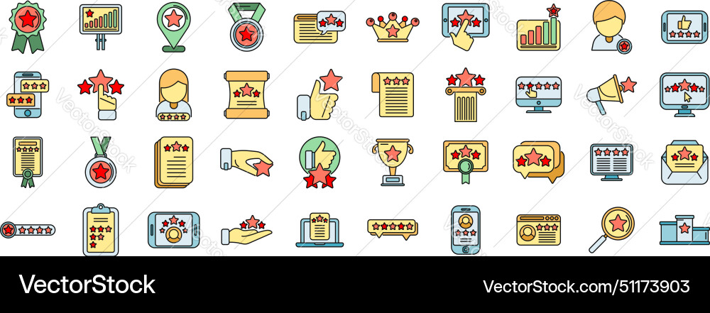 Ranking icons set color line Royalty Free Vector Image