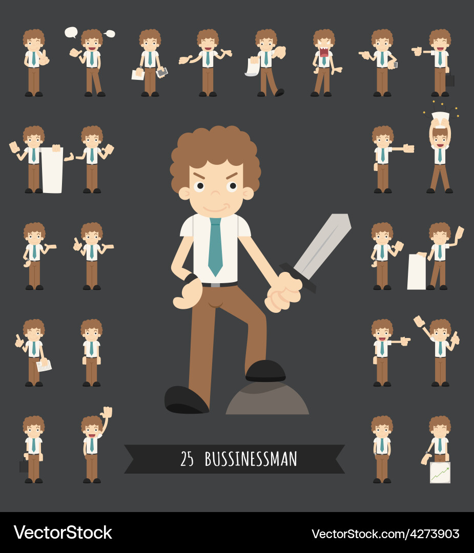 Set of businessman character Royalty Free Vector Image