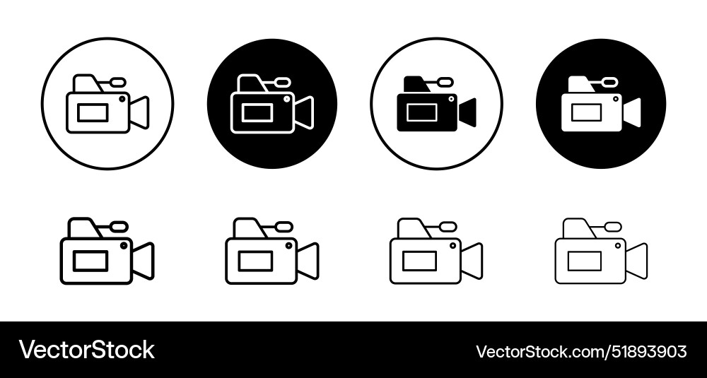 Video camera icon set collection Royalty Free Vector Image