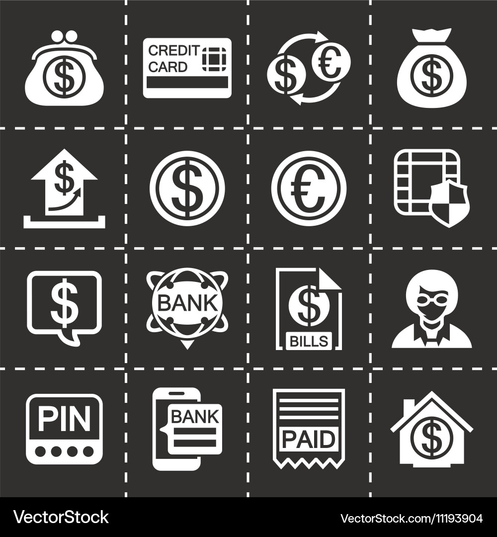 Bank Icon Set Lizenzfreies Vektorbild - VectorStock