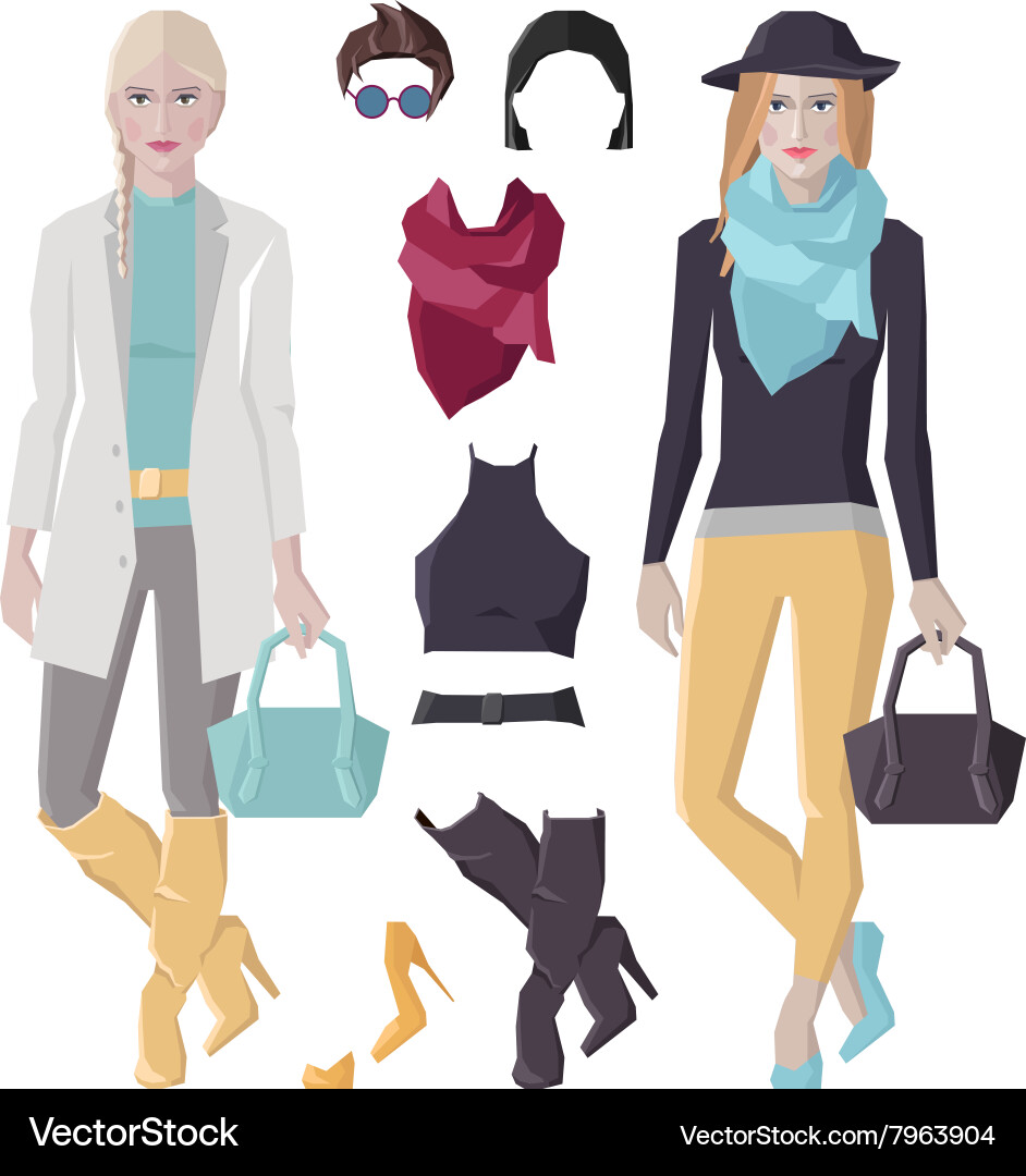Fashion girls set Royalty Free Vector Image - VectorStock