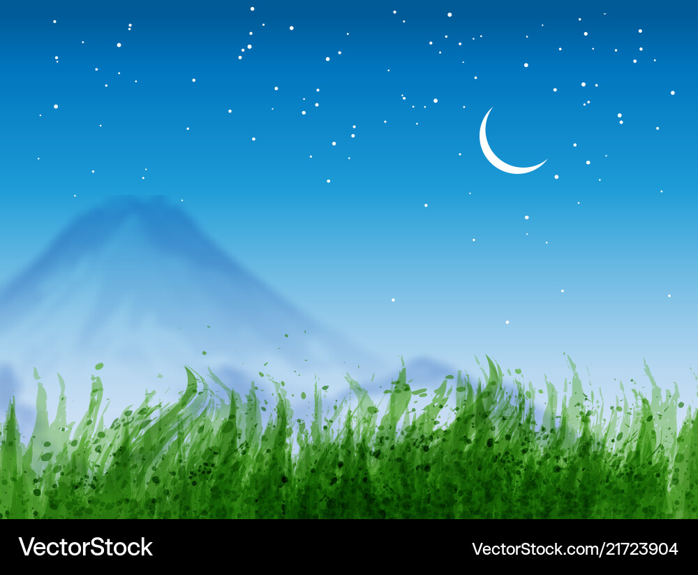 Landscape with green grass distant mountains Vector Image