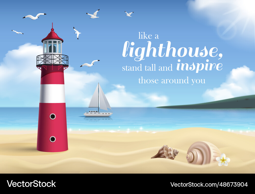 Lighthouse realistic poster Royalty Free Vector Image