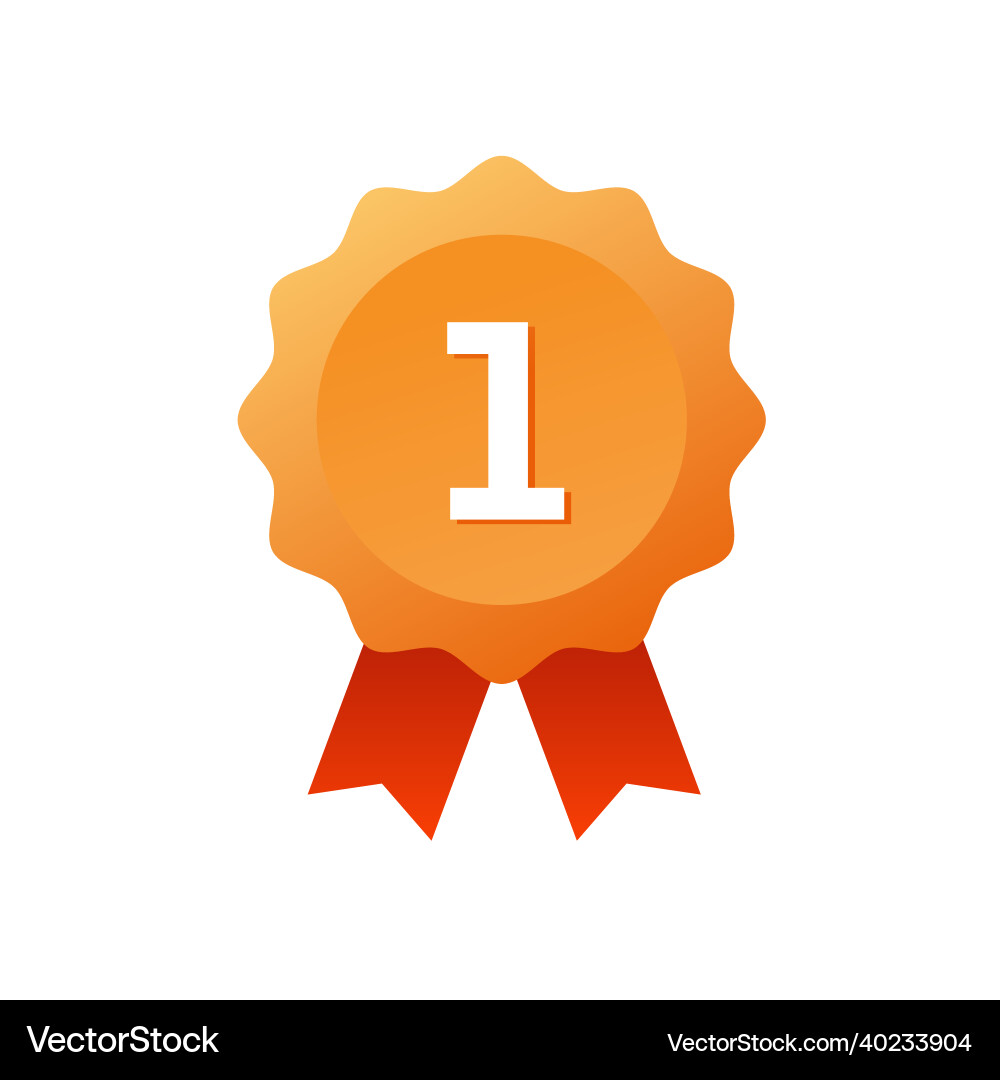 Number one ribbon award colors icon Royalty Free Vector