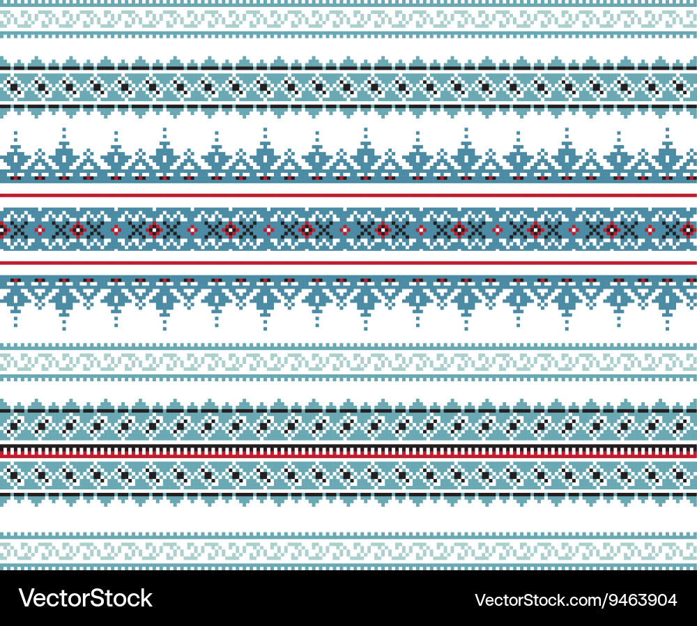 Set of ethnic ornament pattern in blue colors Vector Image