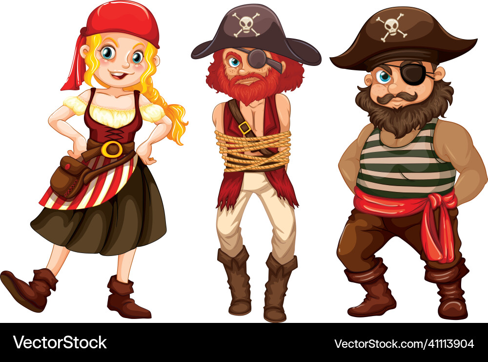 Set of pirate cartoon characters Royalty Free Vector Image
