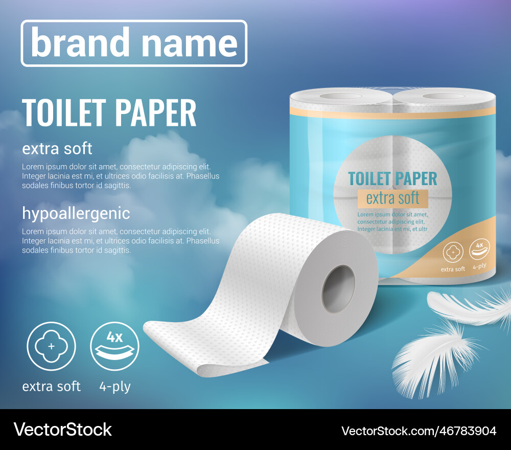 Toilet paper advertising background Royalty Free Vector