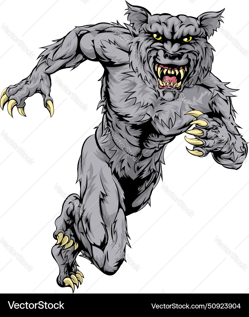 Werewolf wolf sports mascot running Royalty Free Vector