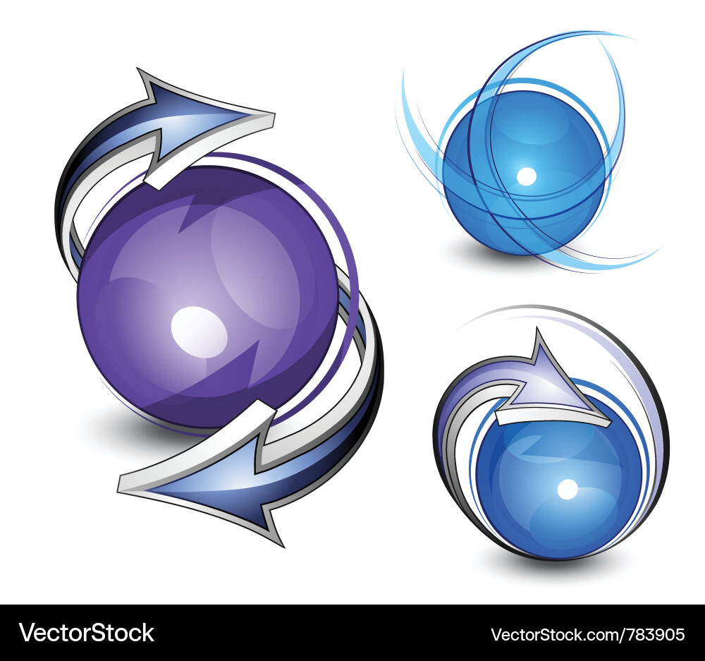 Arrows circling blue balls Royalty Free Vector Image