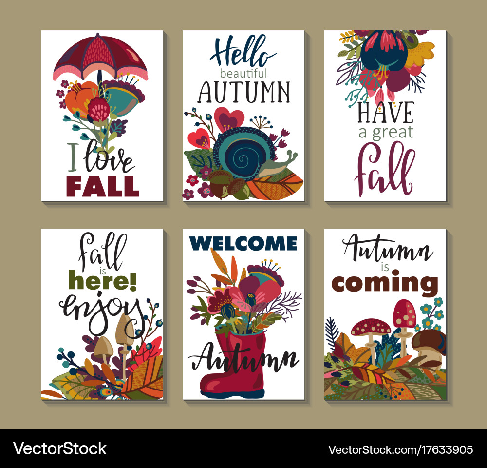Collection of autumn cards Royalty Free Vector Image