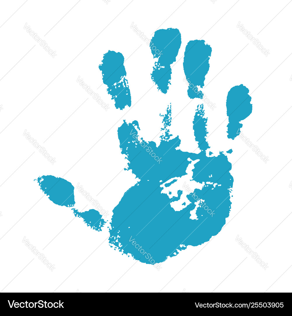 Hand paint print isolated white background blue Vector Image